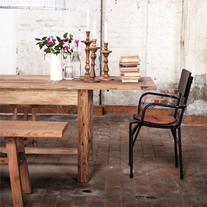 Rustic Red Painted Dining Room Table